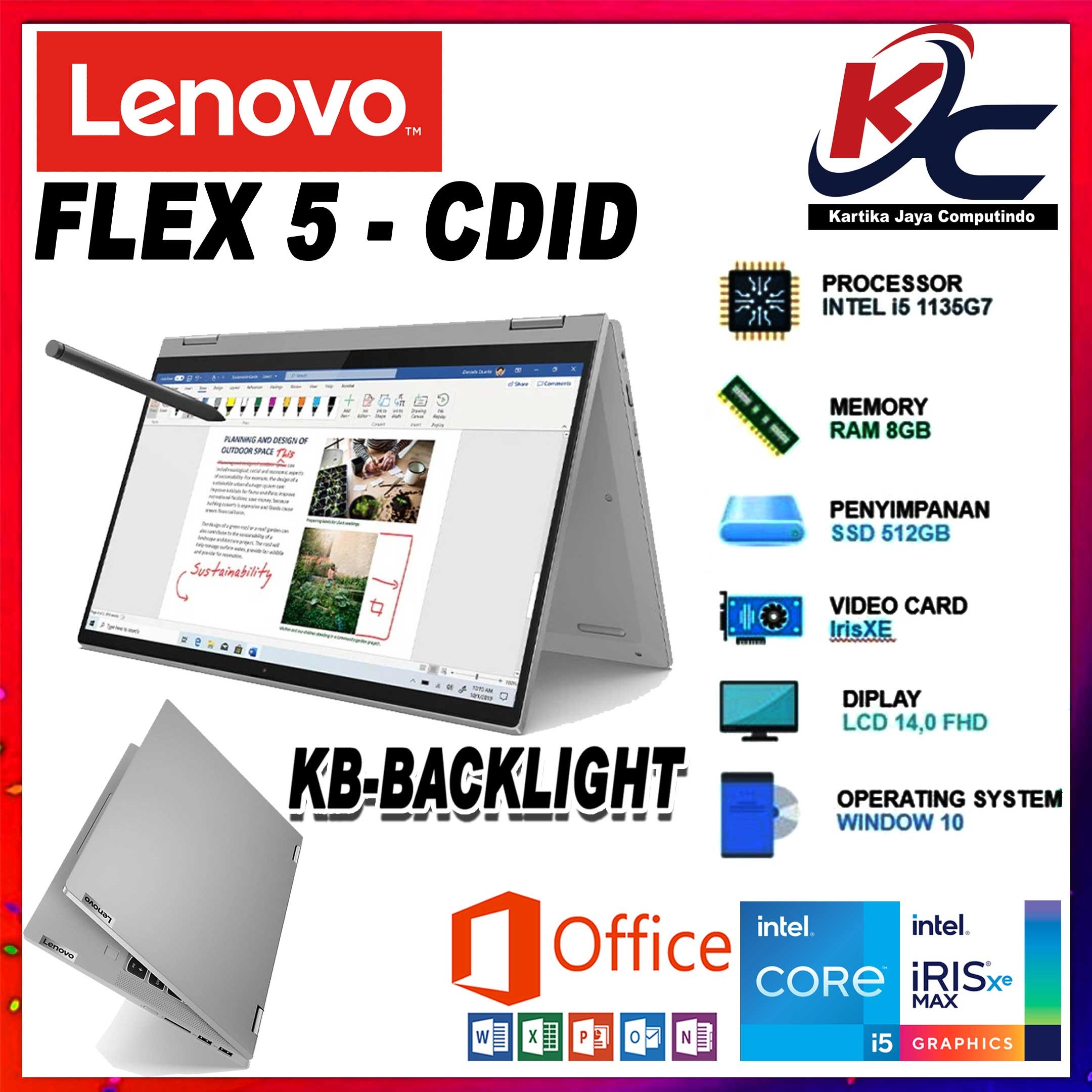 Kartika Komputer | LENOVO FLEX 5 - CDID I5/8GB/SSD512/W10+OHS GREY