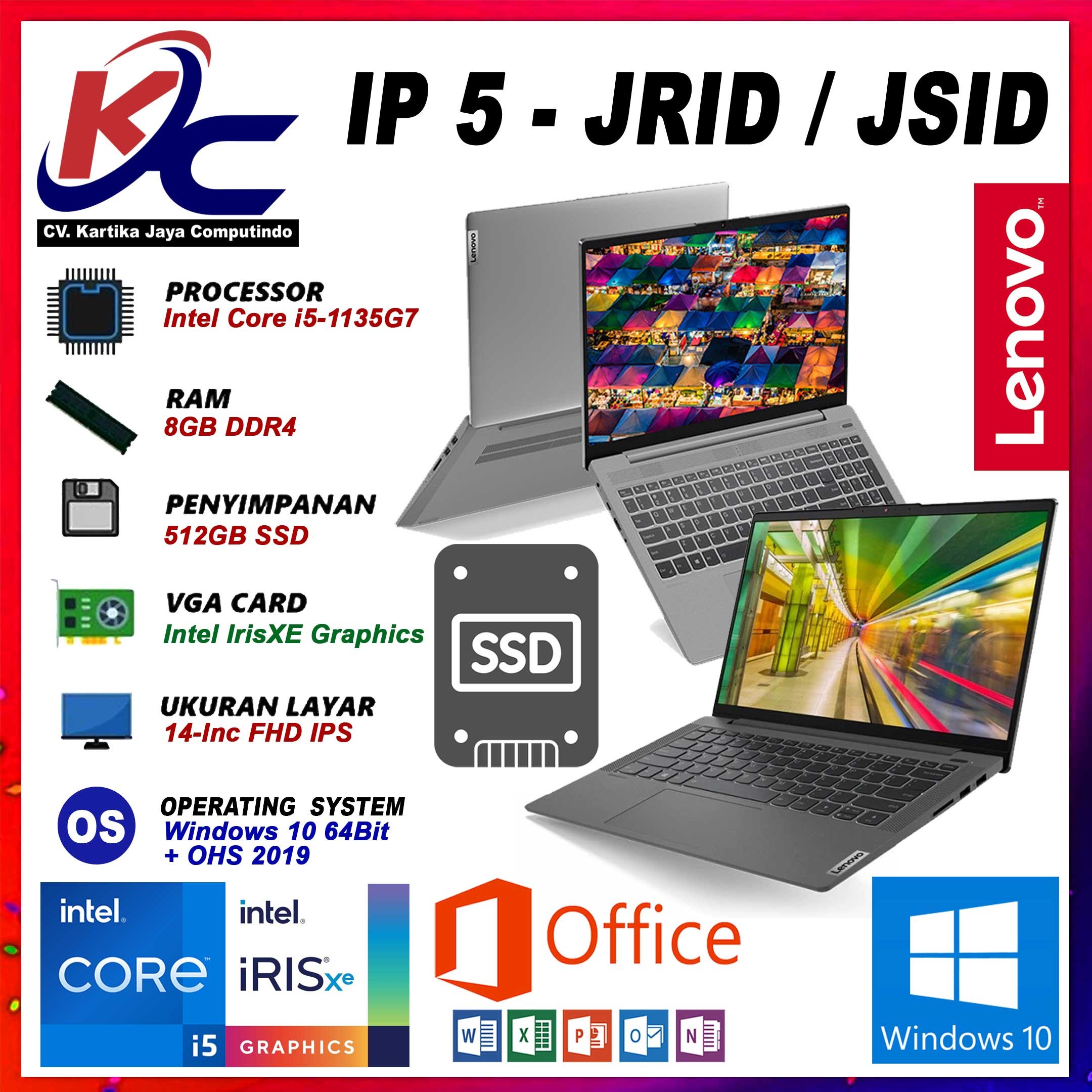 Kartika Komputer | LENOVO IP 5 - JSID I5 GEN11 /8GB /SSD512 /W10+OHS ...