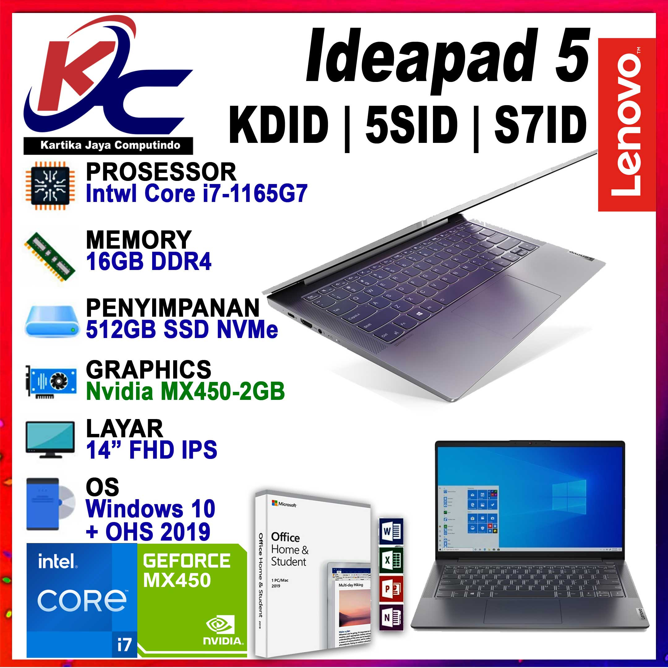 Kartika Komputer | LENOVO IP 5 - S5ID I7-1165G7/ 16GB/ SSD512/ MX450 ...